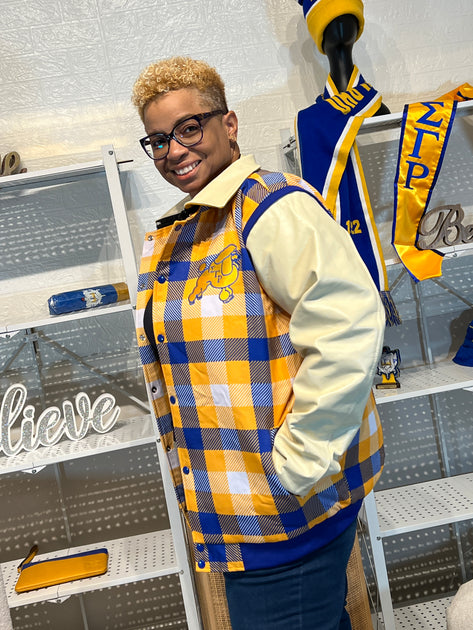 SGRHO VARSITY JACKET- LEATHER SLEEVES – Believe Accessories Inc.
