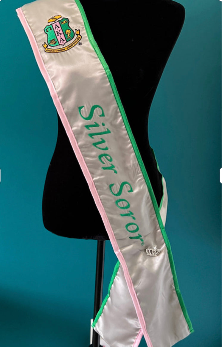 Silver Soror Sash – Believe Accessories Inc.